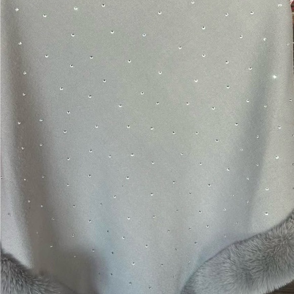 Other | Elegant Gray Poncho With Faux Fur Trim | Poshmark